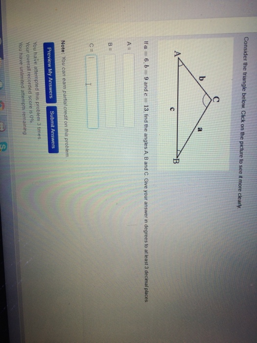 Solved Consider the triangle below. Click on the picture to | Chegg.com