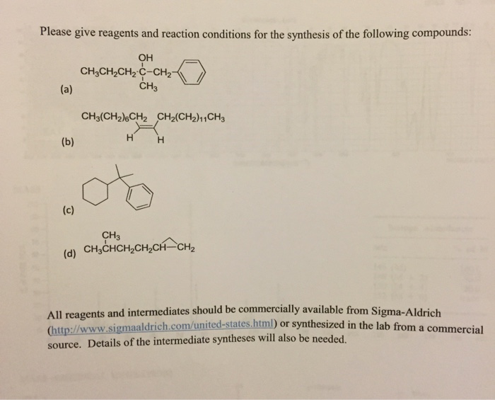 Solved Please give reagents and reaction conditions for the | Chegg.com