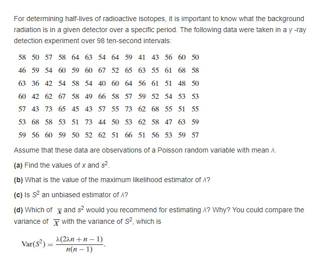 Solved For determining half-lives of radioactive isotopes, | Chegg.com