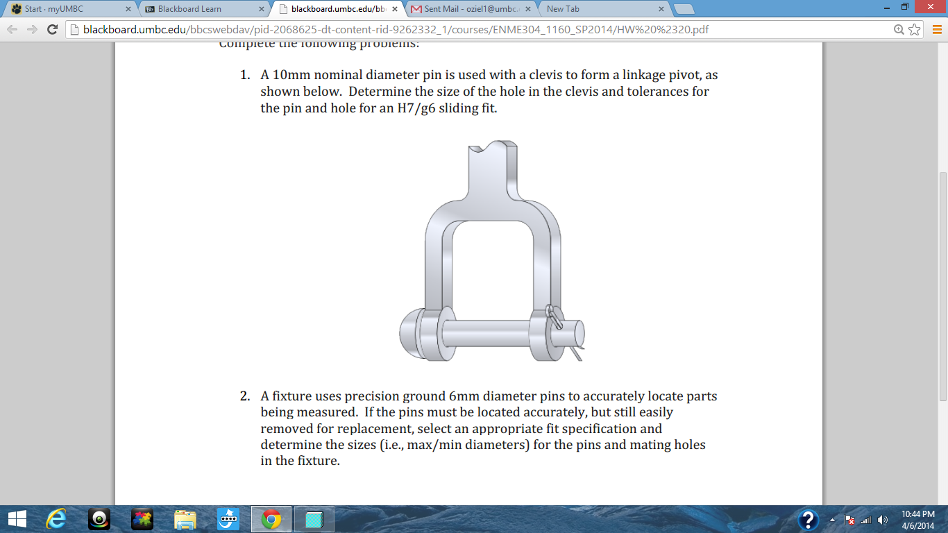 A 10mm nominal diameter pin is used with a clevis to | Chegg.com