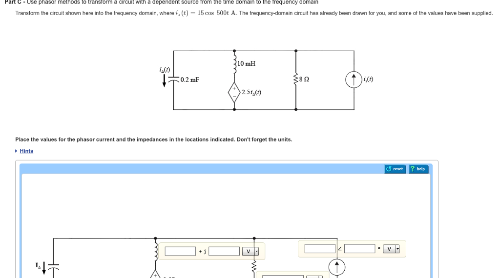 Solved Part C-Use phasor methods to transf form a circuit | Chegg.com
