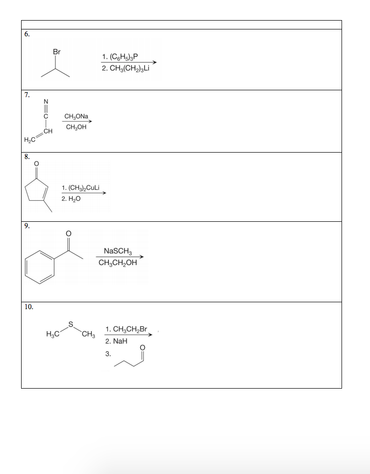Solved 6 1. (C6H5)3P 2. CH3(CH2)3Li C CH3ONa CH3OH CH H2C 1. | Chegg.com