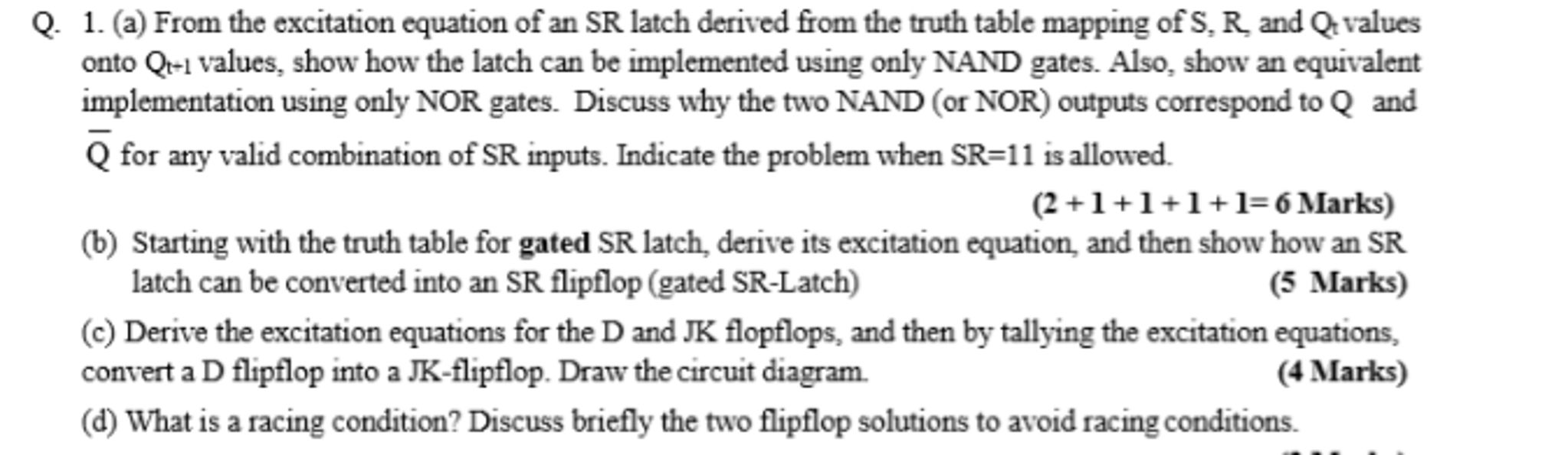 Solved From the excitation equation of an SR latch derived | Chegg.com