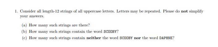Solved 1. Consider all length-12 strings of all uppercase | Chegg.com