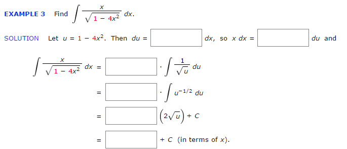 Solved Find integral x/Squareroot 1 - 4x^2 dx. Let u = 1 - | Chegg.com