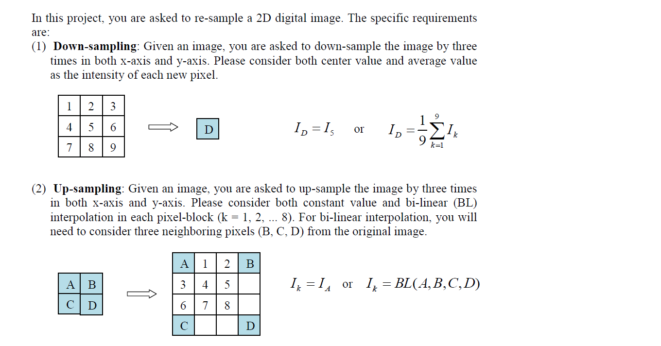 Solved In this project, you are asked to re-sample a 2D | Chegg.com