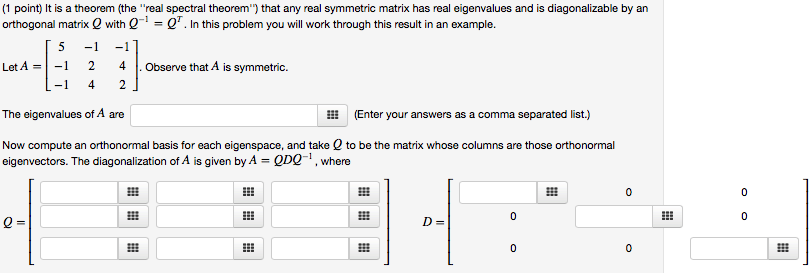 Solved (1 point) It is a theorem (the "real spectral | Chegg.com