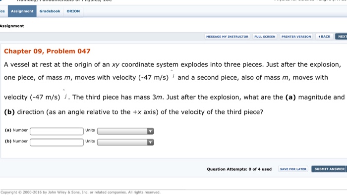 Solved A vessel at rest at the origin of an xy coordinate | Chegg.com