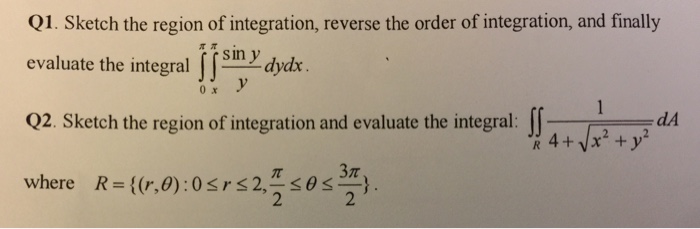 Solved Q1. Sketch the region of integration, reverse the | Chegg.com