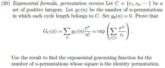 Solved Exponential formula, permutation version Let C = | Chegg.com