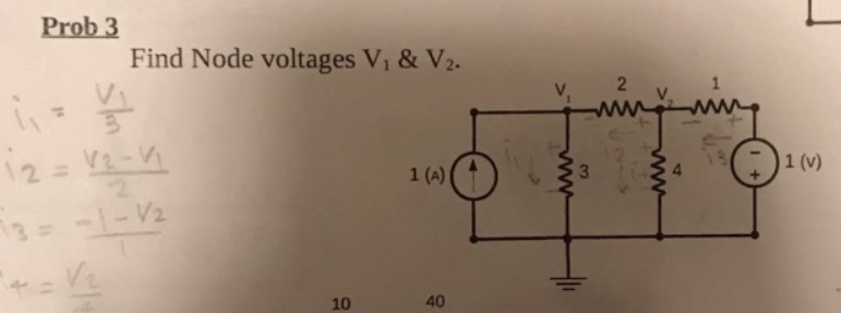 Solved Find Node voltages V_1 & V_2. | Chegg.com