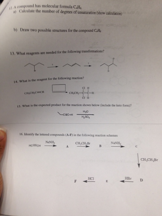 Solved 12. A compound has molecular formula C4H6 a) | Chegg.com Solved 12. A compound has molecular formula C4H6 a) | Chegg.com