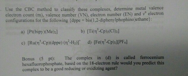 Solved . Use the CBC method to classify these complexes, | Chegg.com