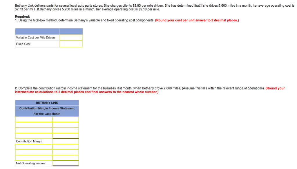 Solved Bethany Link delivers parts for several local auto | Chegg.com