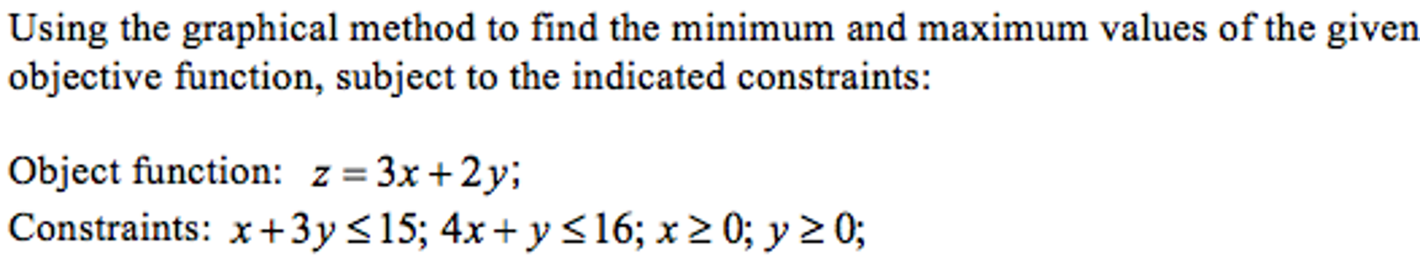 Solved Using the graphical method to find the minimum and | Chegg.com