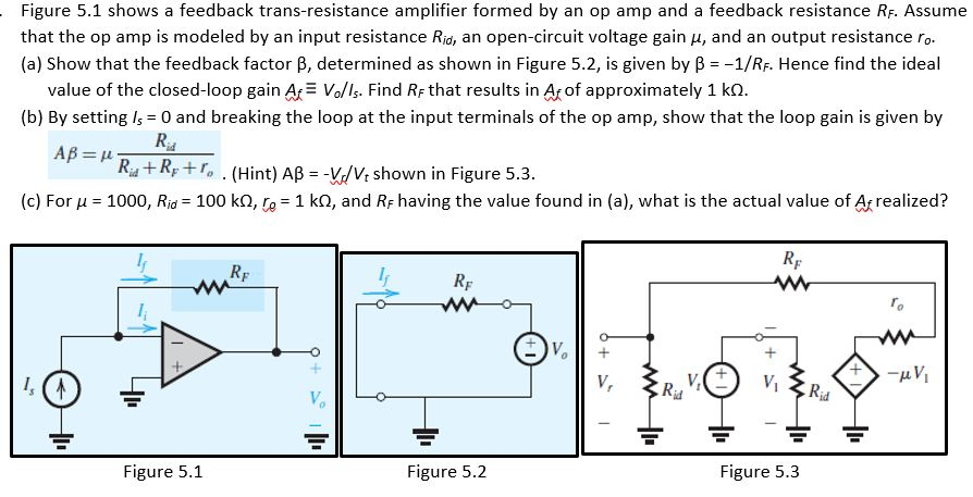 Solved Figure 5.1 shows a feedback trans-resistance | Chegg.com