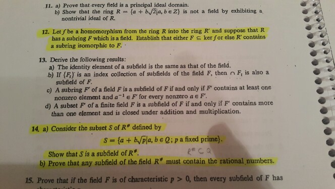 Solved 11. a) Prove that every field is a principal ideal | Chegg.com