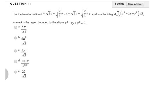 Solved Use the transformation x = Squareroot 2u - Squareroot | Chegg.com