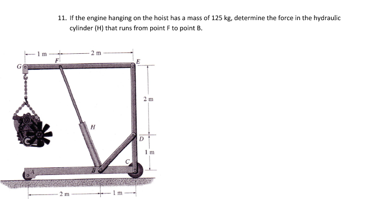 Solved If the engine hanging on the hoist has a mass of 125 | Chegg.com