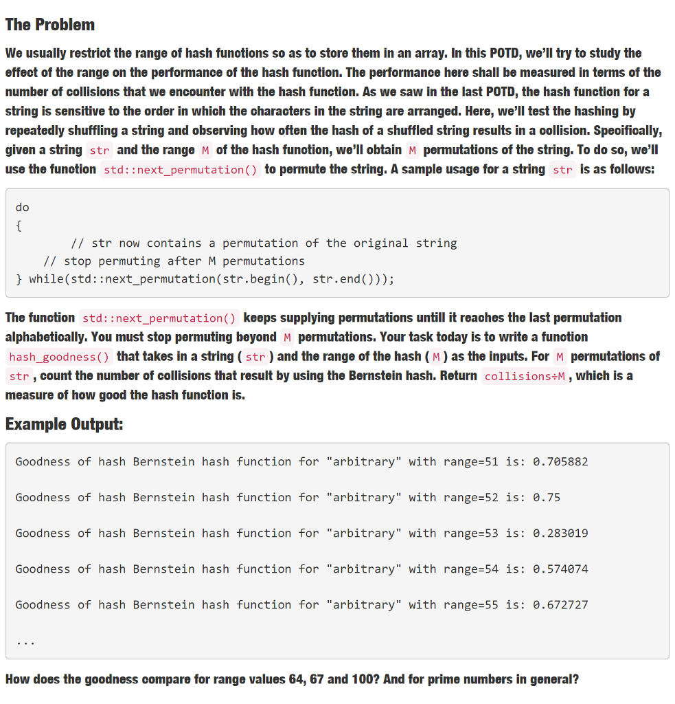 The Problem We usually restrict the range of hash | Chegg.com