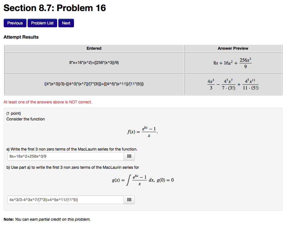 Solved Section 8.7: Problem 16 Previous Problem List Next | Chegg.com