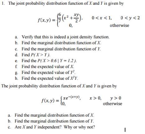 Solved The joint probability distribution function of X and | Chegg.com