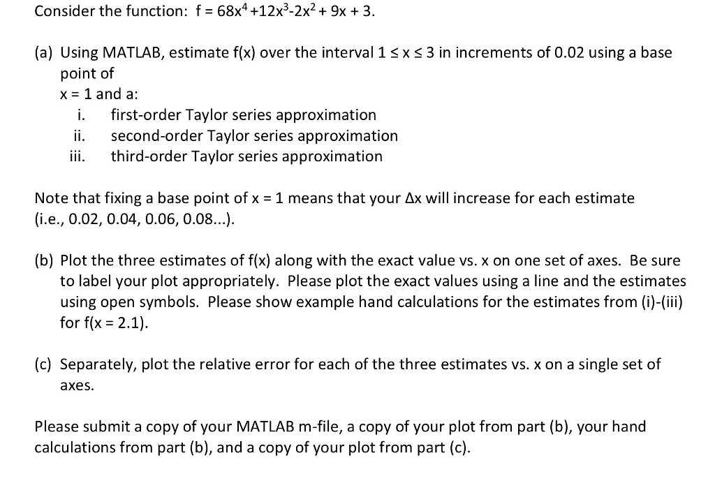 Solved Consider the function: f = 68x4+12x3-2x2+ 9x + 3. (a) | Chegg.com