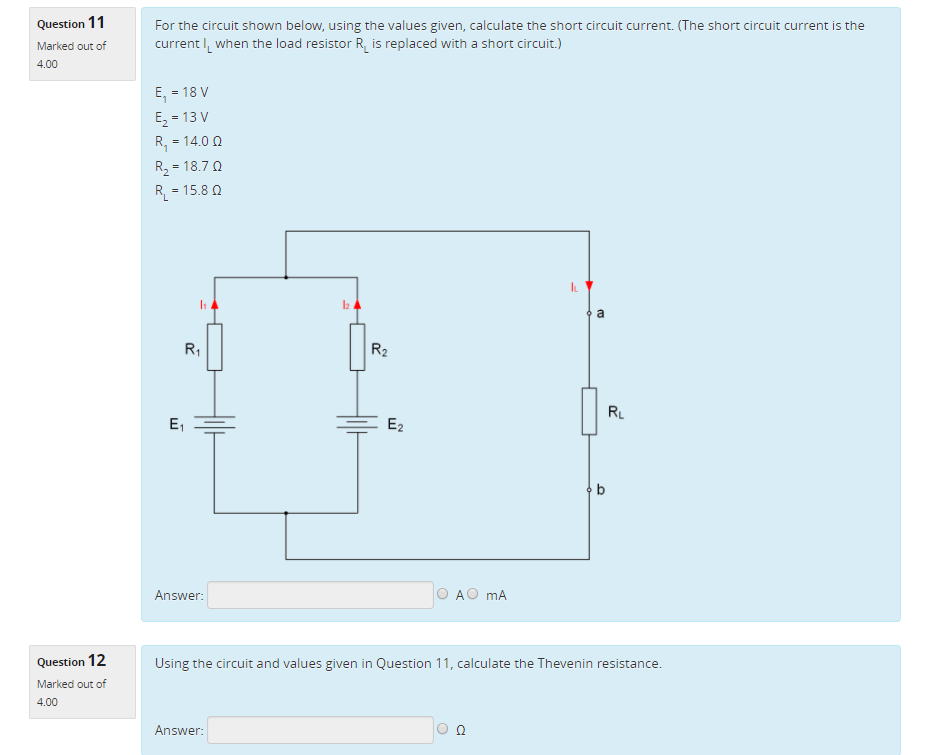 Solved For the circuit shown below, using the values given, | Chegg.com