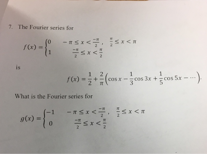Solved The Fourier series for f (x) = {0 1 - pi | Chegg.com