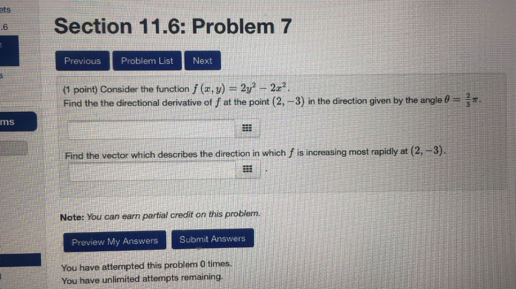 Solved ets Section 11.6: Problem 7 Previous Problem List | Chegg.com