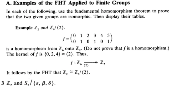 Solved A. Examples of the FHT Applied to Finite Groups In | Chegg.com
