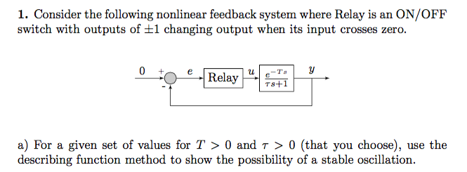 Solved 1. Consider the following nonlinear feedback system | Chegg.com
