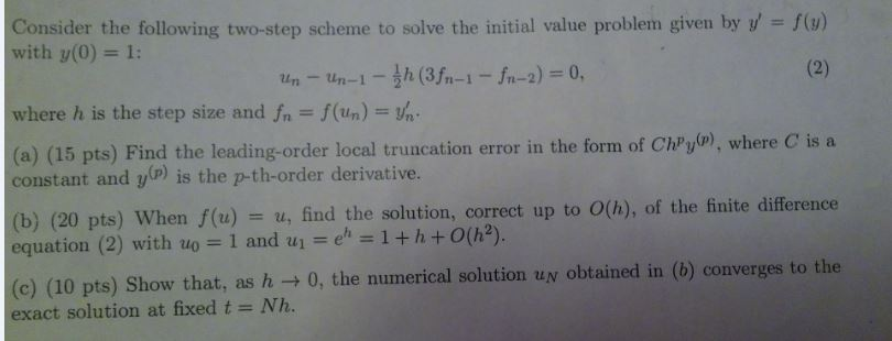 Solved Consider the following two-step scheme to solve the | Chegg.com