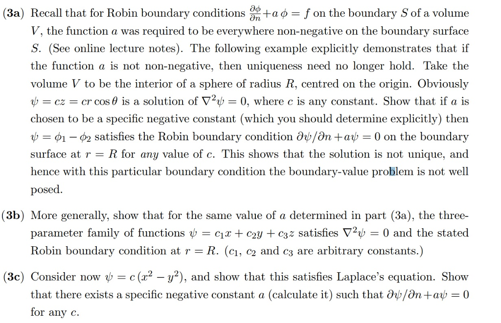 (3a) Recall that for Robin boundary conditions -a φ-f | Chegg.com