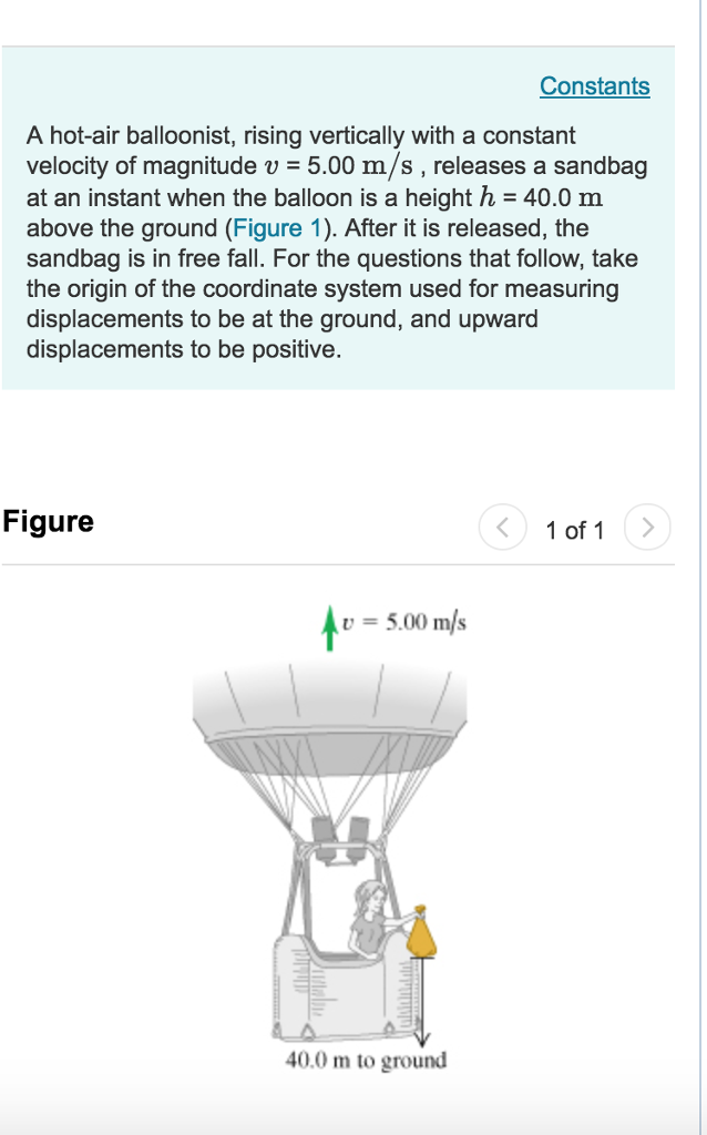 Solved Constants A hot-air balloonist, rising vertically | Chegg.com