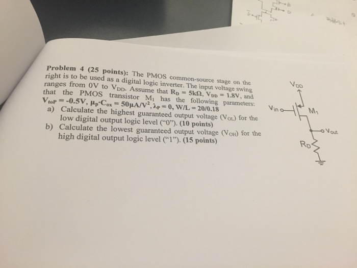Solved The PMOS common-source stage on the right is to be | Chegg.com