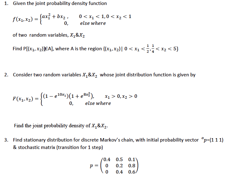 Solved Given the joint probability density function else | Chegg.com