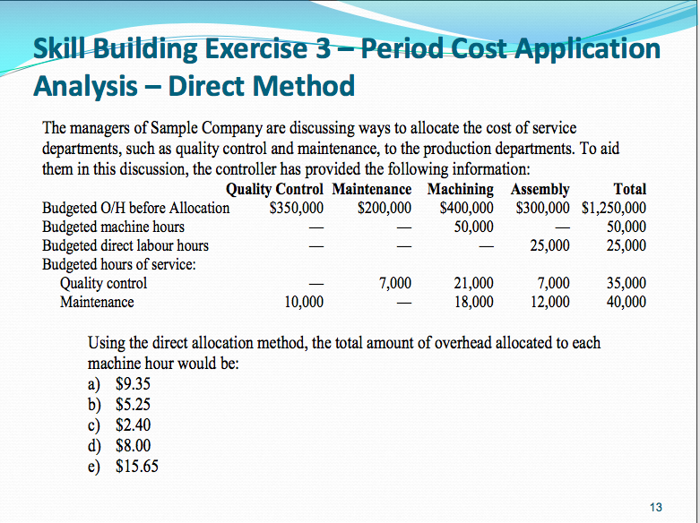 Solved Skill Building Exercise 3-Period Cost Application | Chegg.com