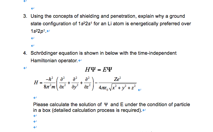 3. Using the concepts of shielding and penetration, | Chegg.com
