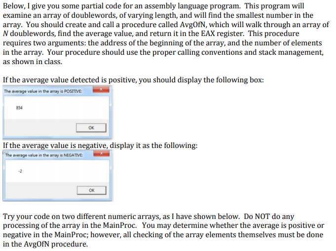 Solved Below I Give You Some Partial Code For An Assembly