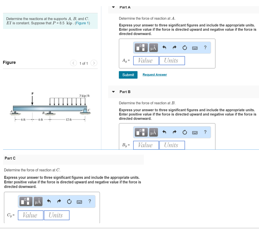 Solved ? Part A Determine the force of reaction at A | Chegg.com