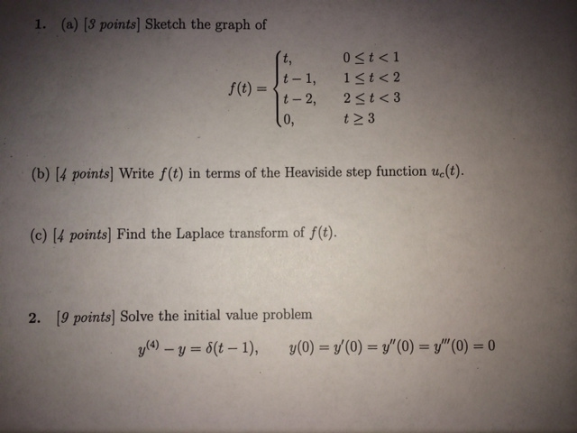 Solved Sketch the graph of Write f(t) in terms of the | Chegg.com