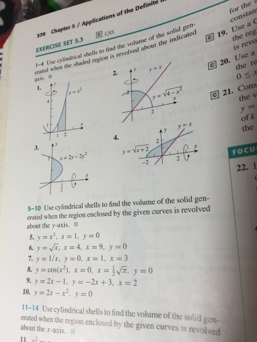 Solved Use cylindrical shells to find the volume of the | Chegg.com