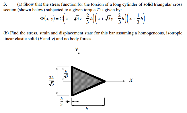 Show that the stress function for the torsion of a | Chegg.com