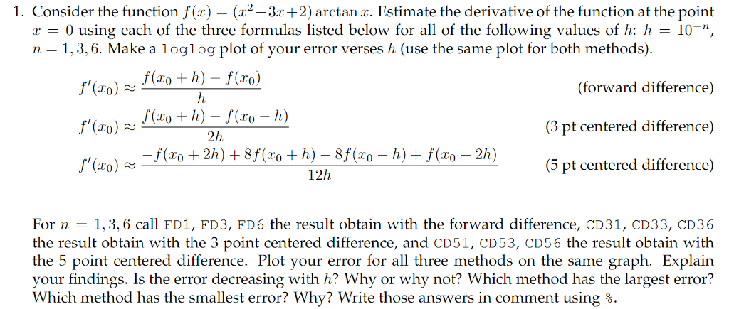 1. Consider the function f (z) = (12-3z +2) arctan x. | Chegg.com