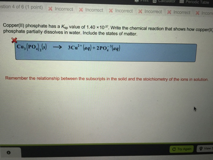 Copper(II) phosphate has a K value of 1.40 x 10^-37. | Chegg.com