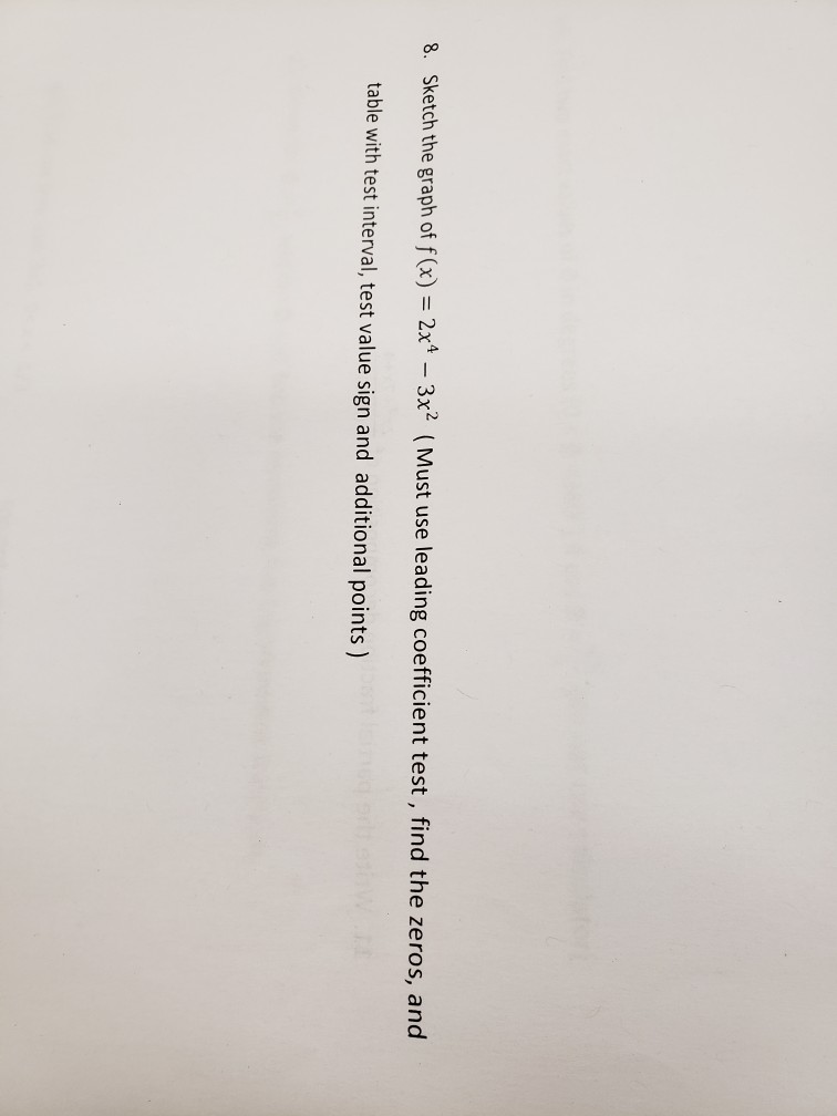 Solved 8. Sketch the graph of f(x) = 2x4-3x2 ( Must use | Chegg.com