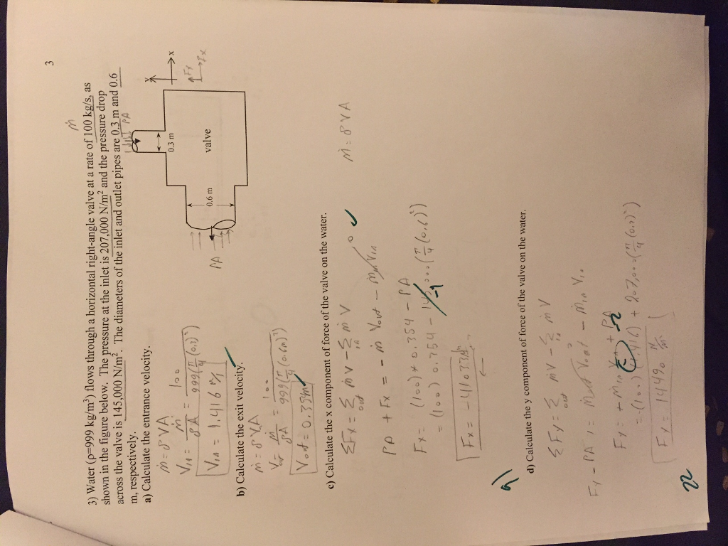 Solved Water (rho = 999 kg/m^3) flows through a horizontal | Chegg.com