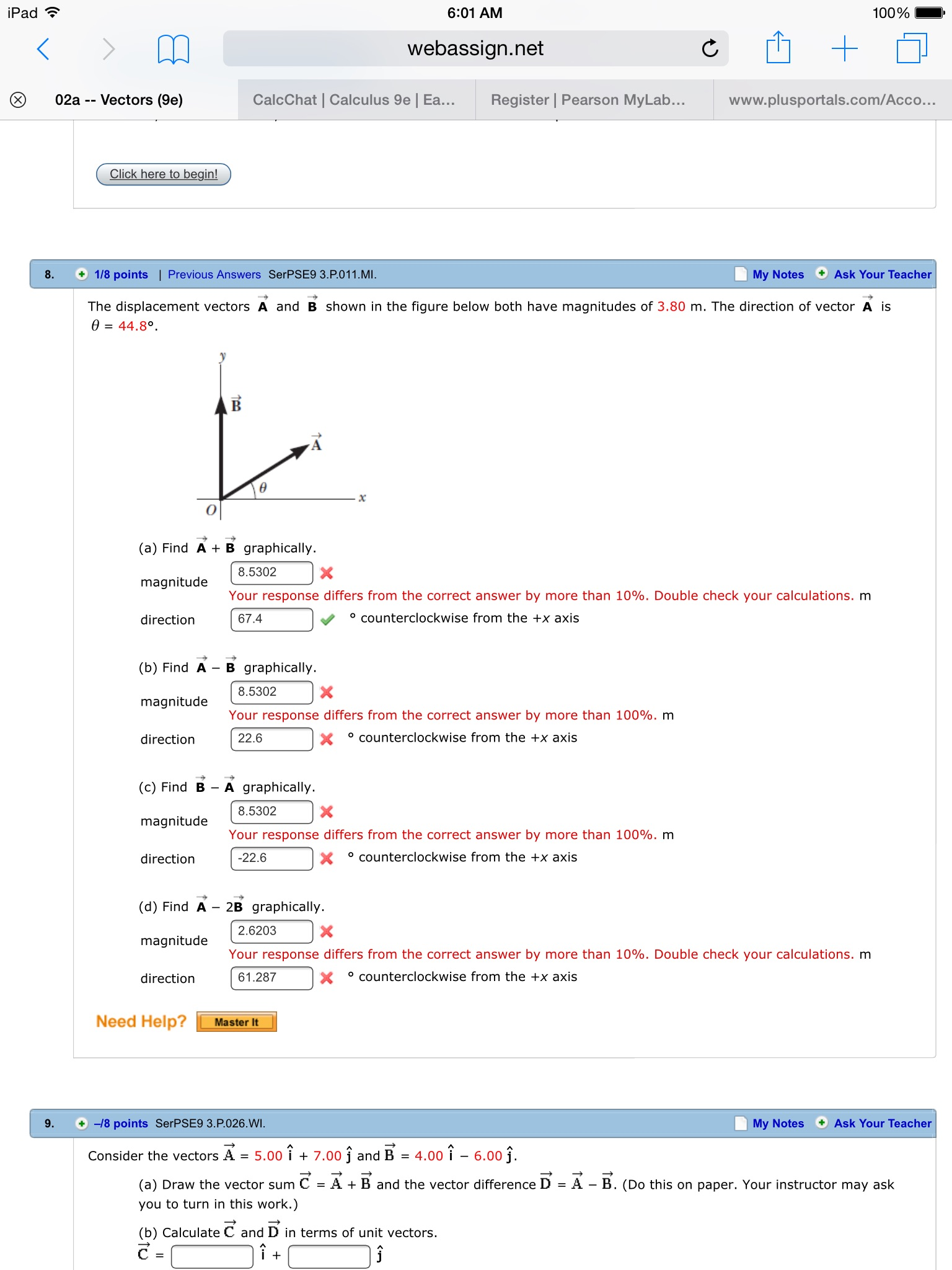 Solved The displacement vectors A and B shown in the figure | Chegg.com