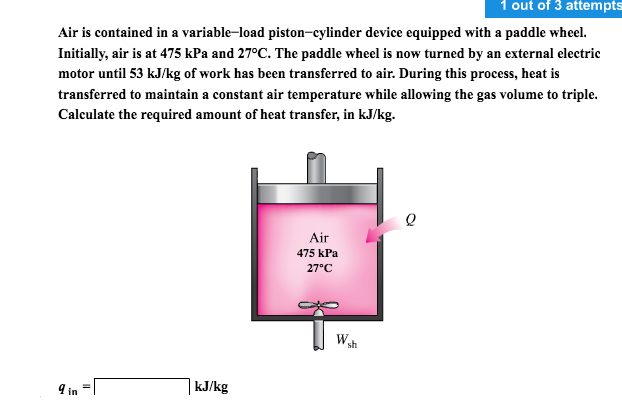 Solved Air is contained in a variable-load piston-cylinder | Chegg.com